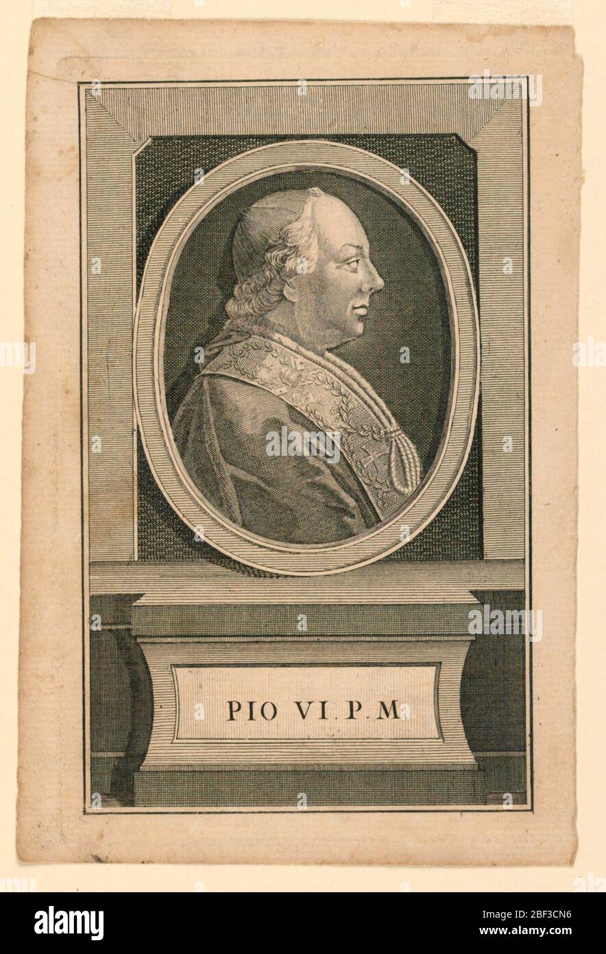 Portrait of Pius VI 17751799. Bust length portrait in side view to ...