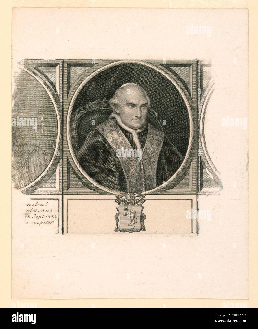 Portrait of Pope Pius VIII 18291830. Half-length portrait of the seated ...