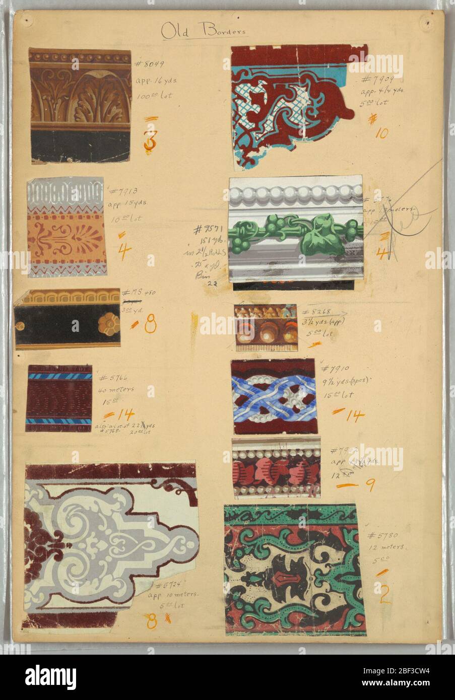 Border. Eleven swatches of narrow borders, including architectural ...