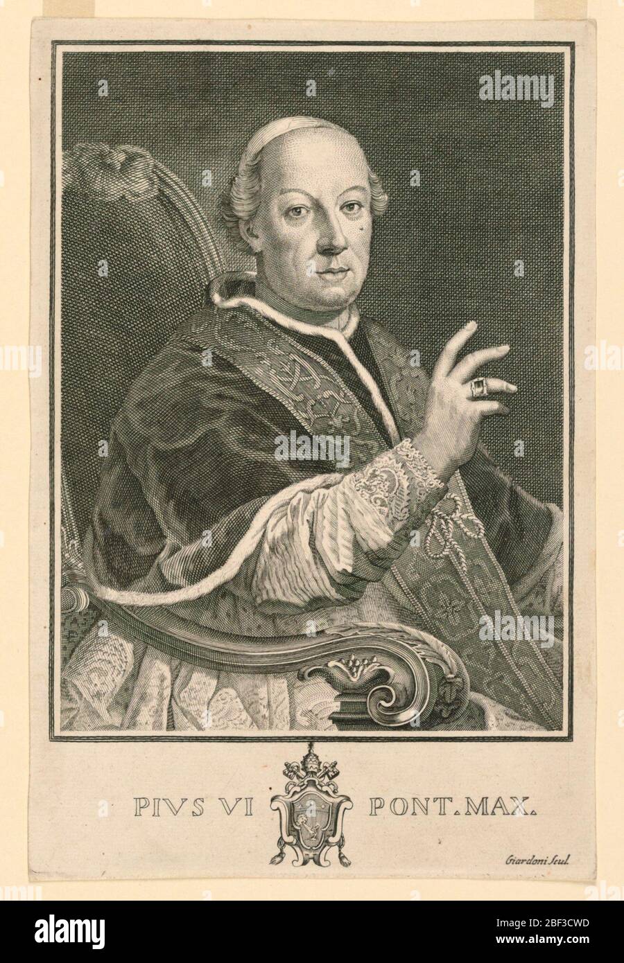 Portrait of Pius VI 17171799. Three quarter length portrait of Pius VI ...