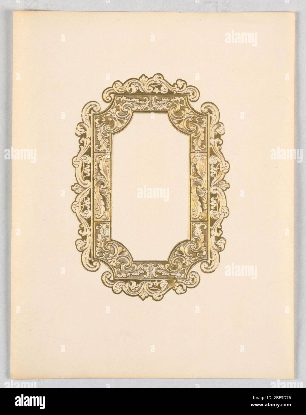 Cut paper. A frame with inner corners chamfered in curves and decorated ...