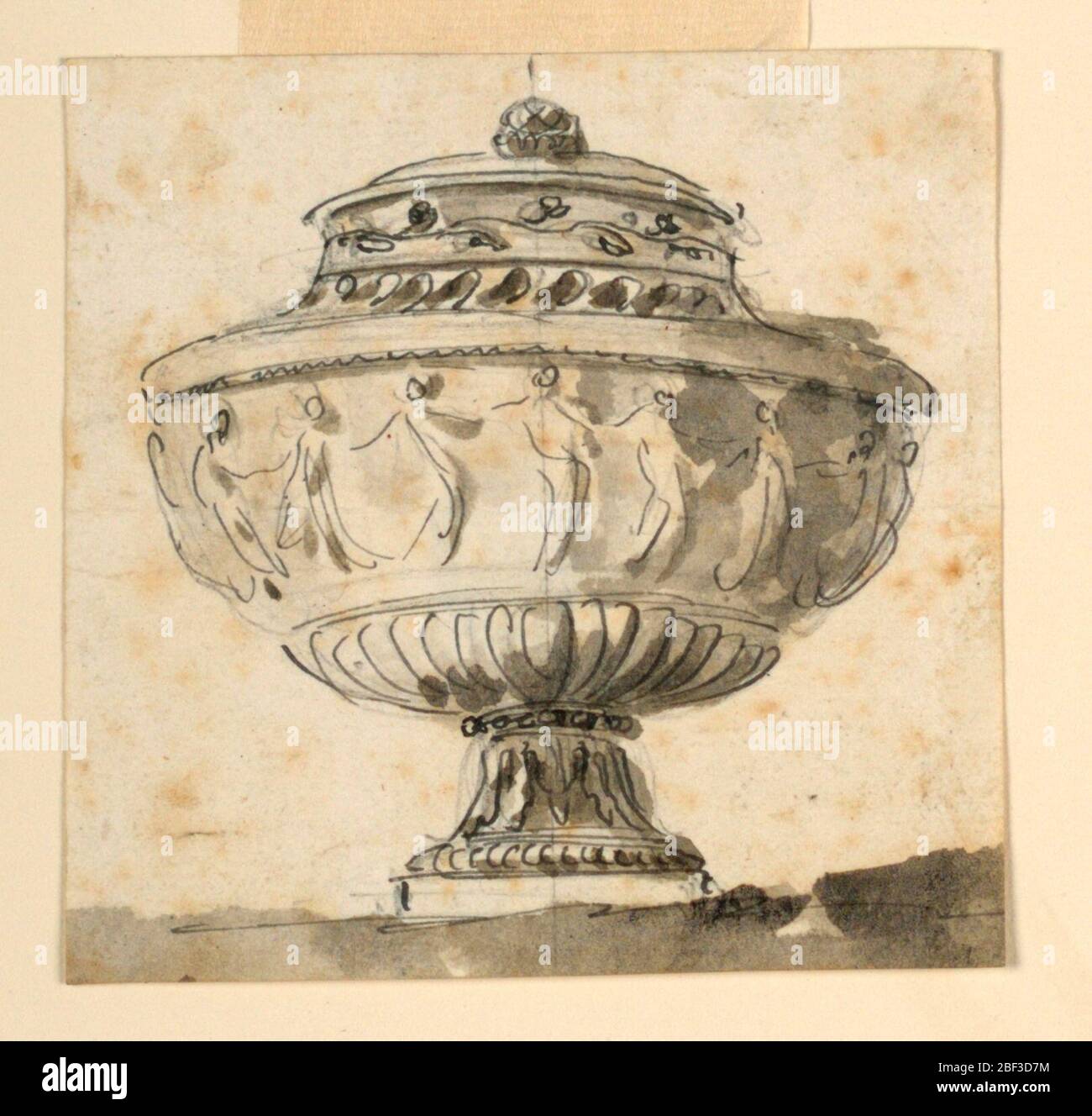 Design for an Urn. Elevation of an urn decorated with a frieze of ...