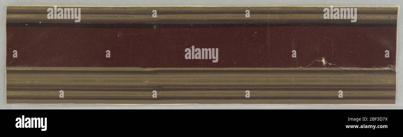 Border. Brownish-red flock border with narrow bands of gold along top ...