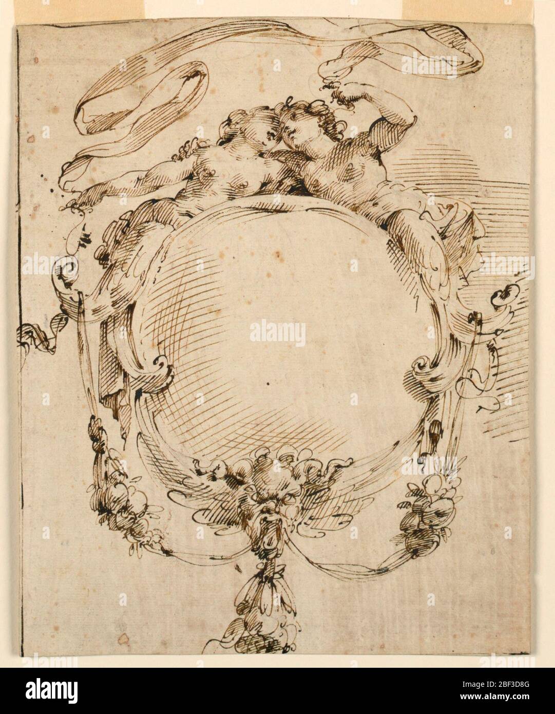 Project for an Escutcheon. Vertical rectangle. Two women, whose legs ...