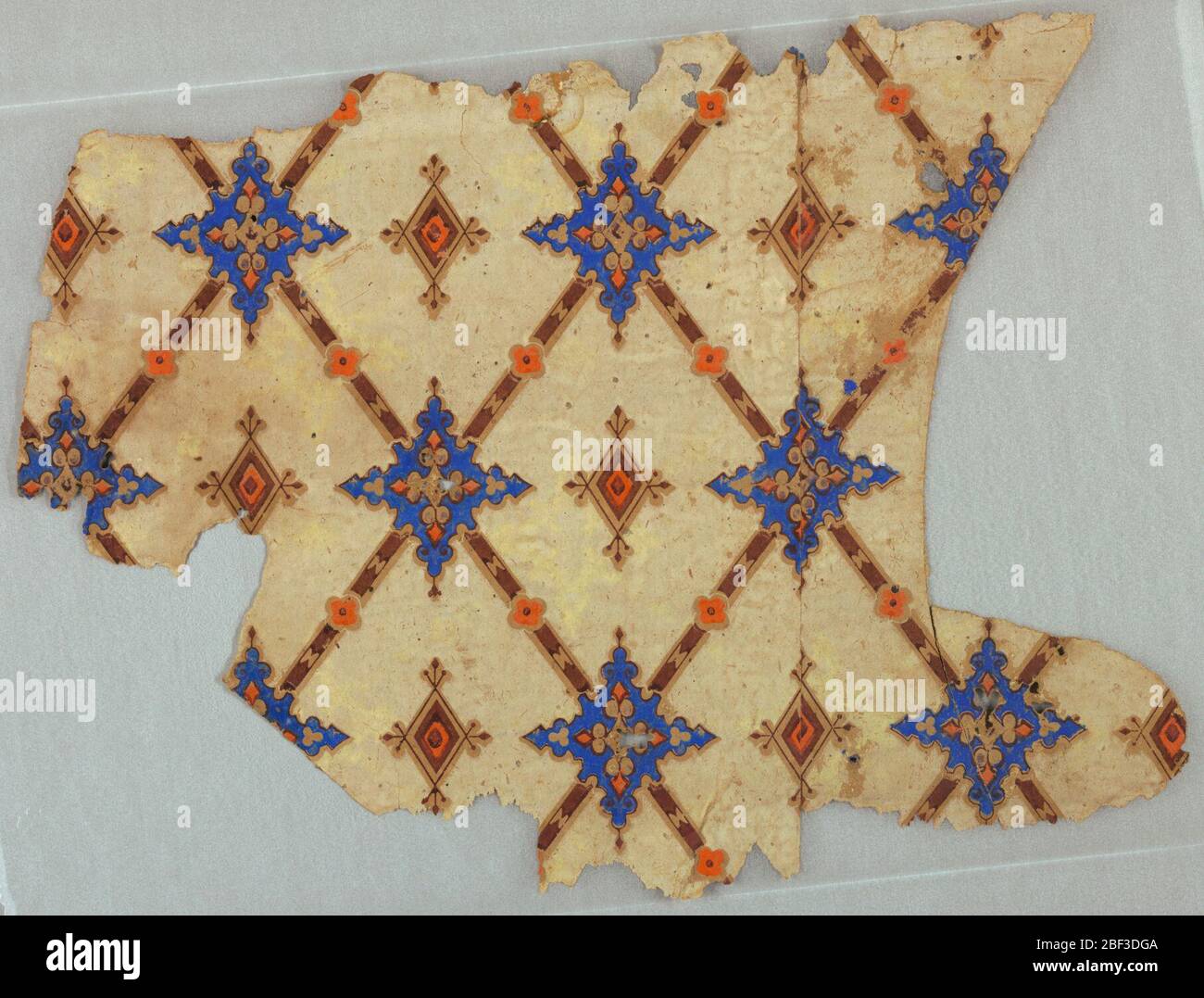 Sidewall. Narrow brown diagonal bands form a diaper pattern at the ...