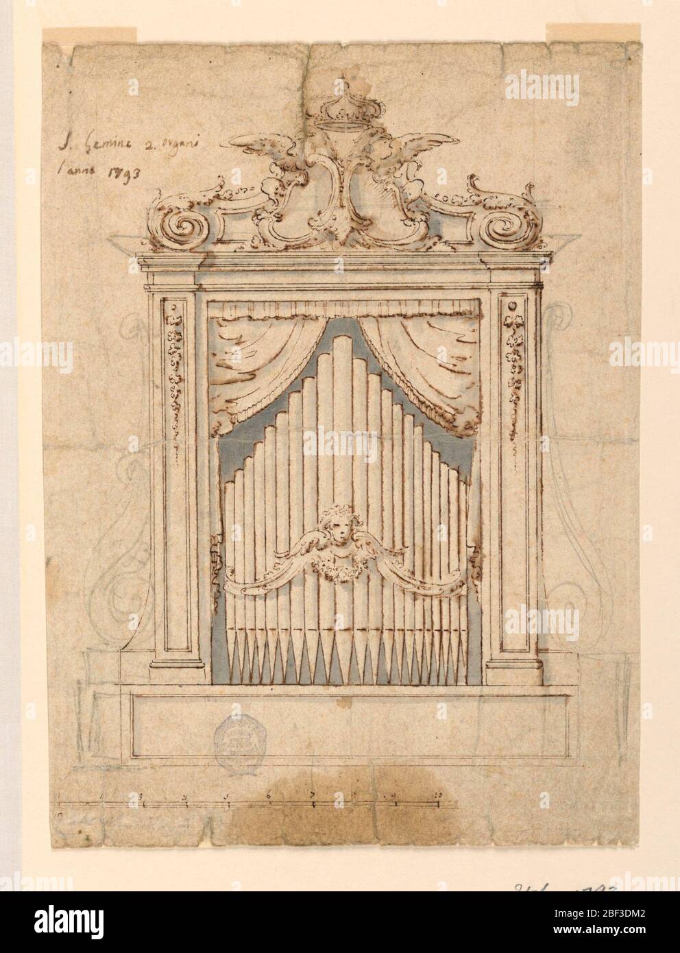 Project The elevation of an organ case. Vertical composition of an ...