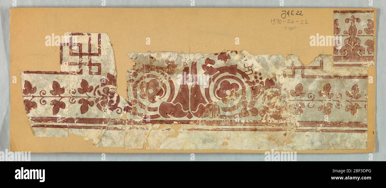 Border. Printed in one color, capitol with scrolling volutes, attached ...