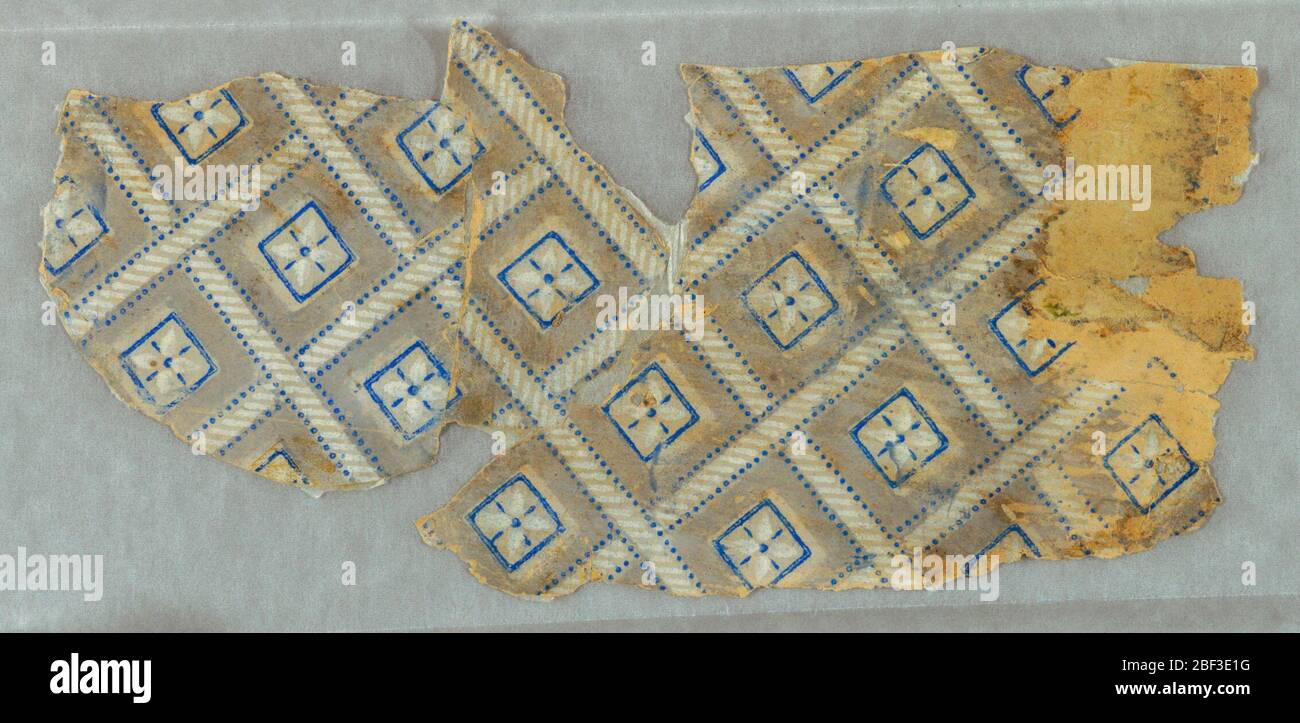 Sidewall fragment. Small diamond diaper design. The grid pattern has ...