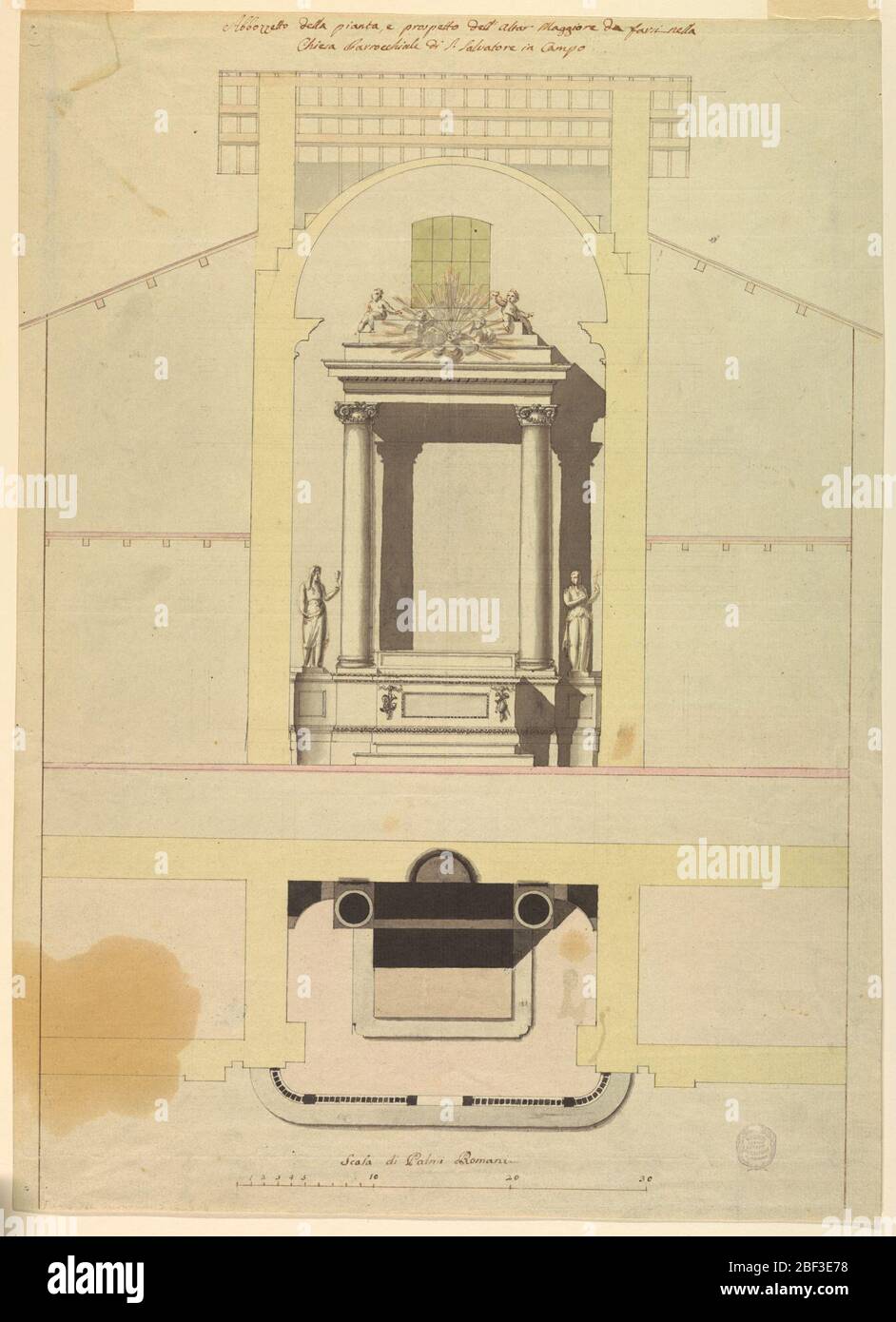 Project for the high altar in San Salvatore in Campo in Rome. Vertical ...