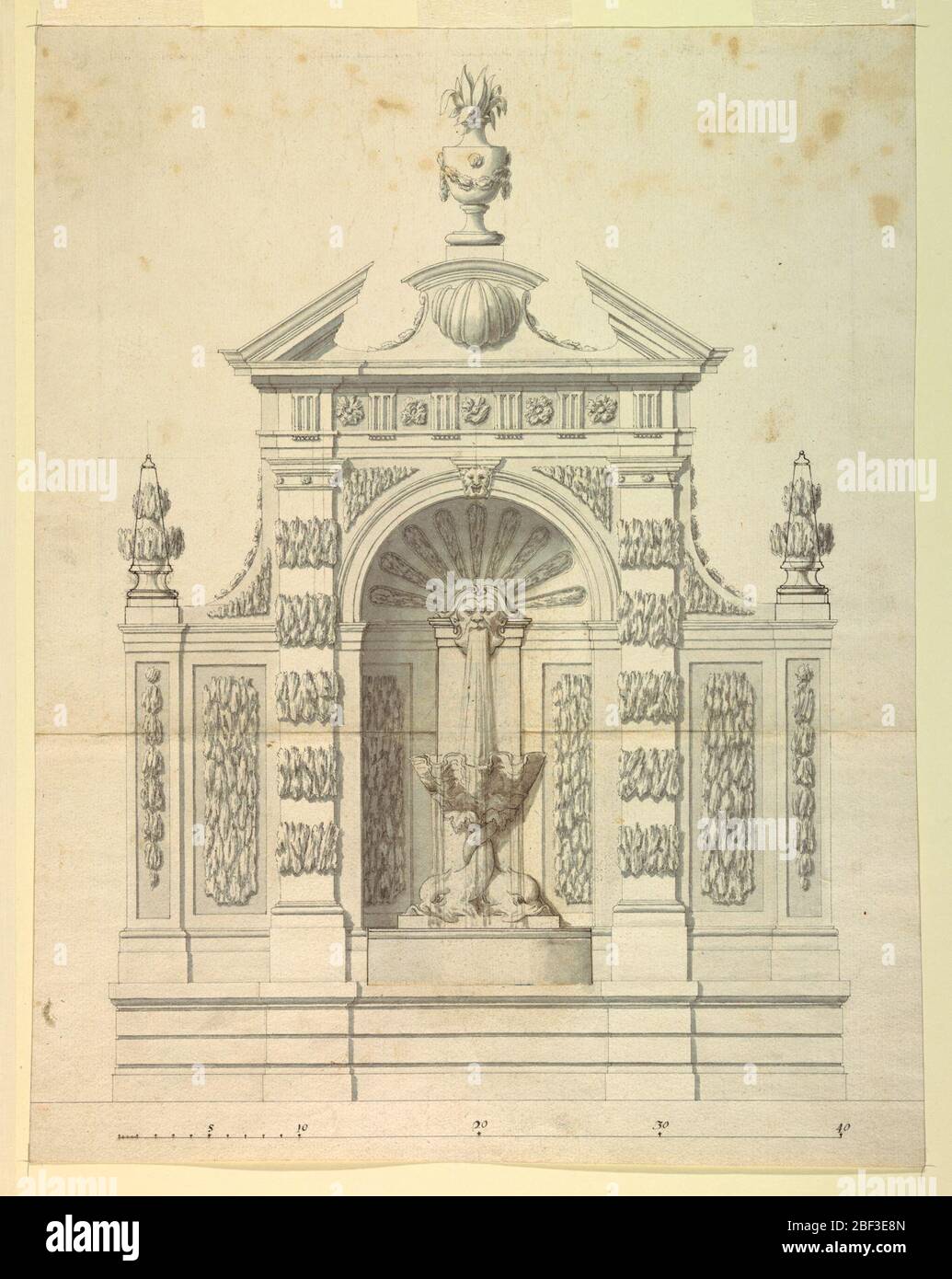 Design for a Fountain for the Palazzo Corsini Rome Italy. An aedicule ...