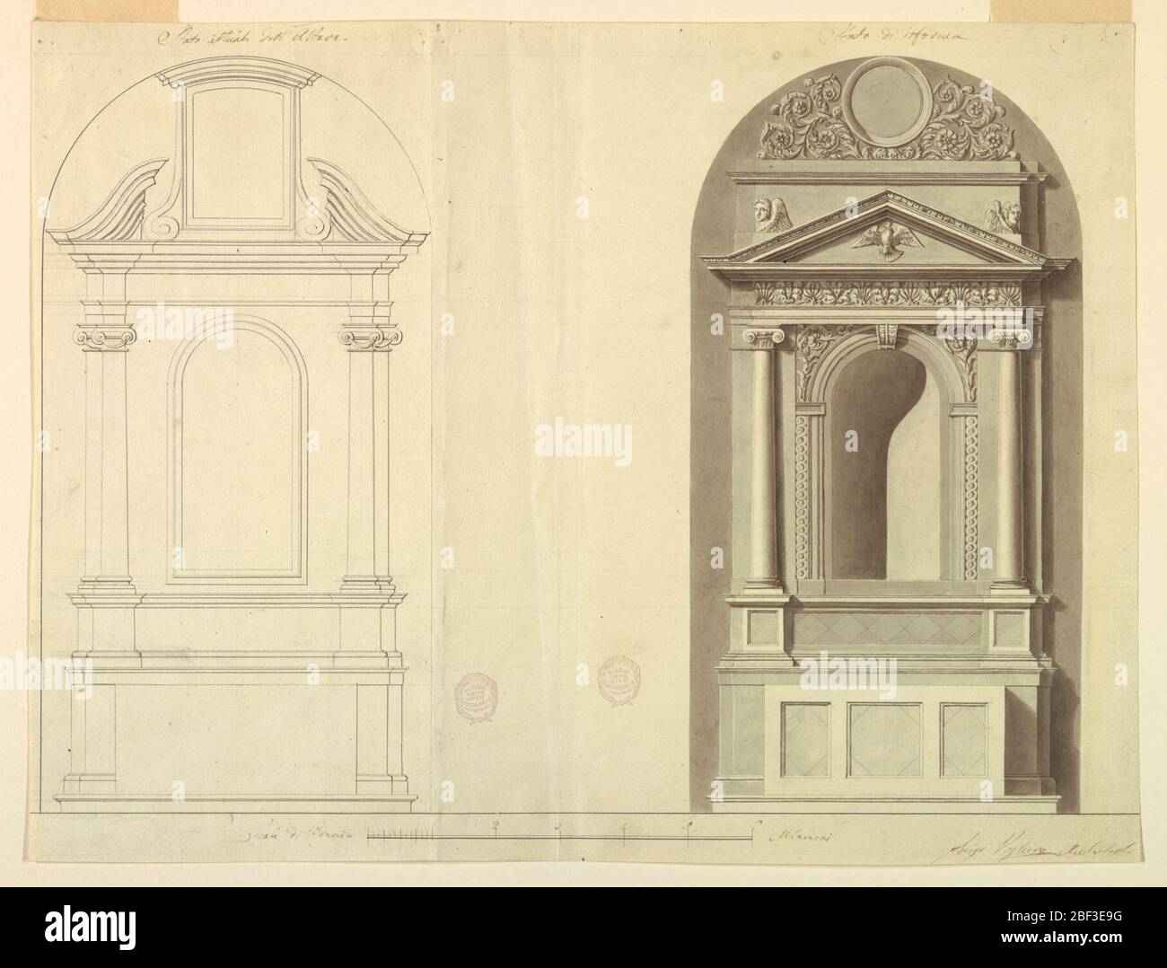 Project for the modernization of an altar. Horizontal composition with ...