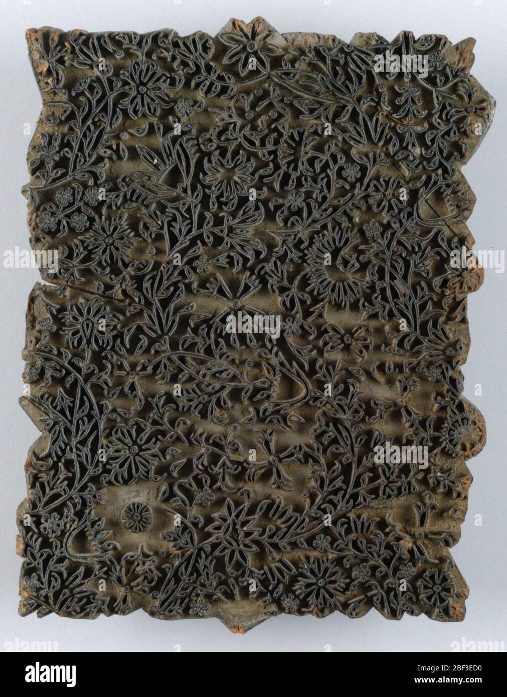 Printing block. Block for printing textiles with a dense design of ...