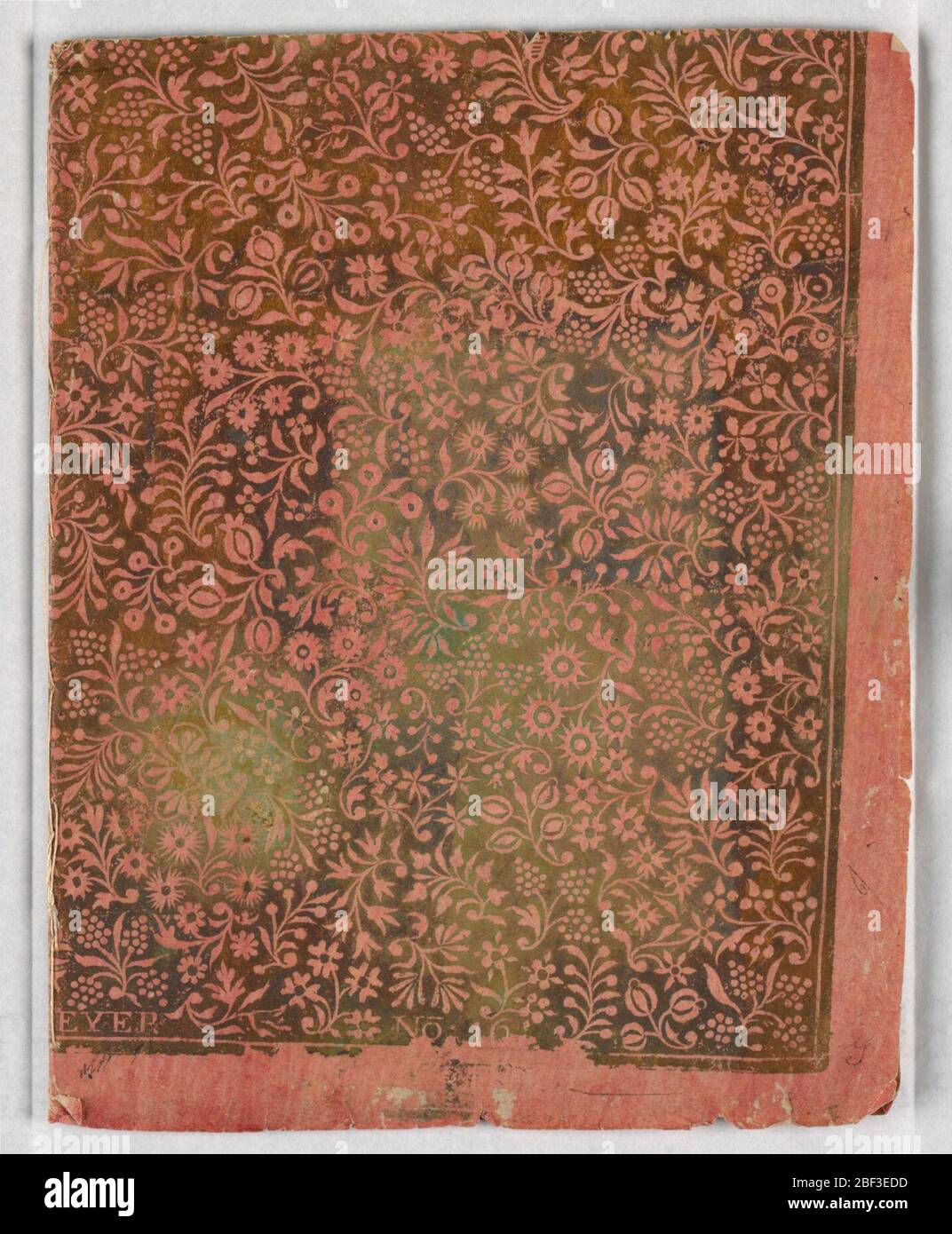 Copy Book Manuscript Bound in Gilt Paper. Four leaves of a fragment of ...