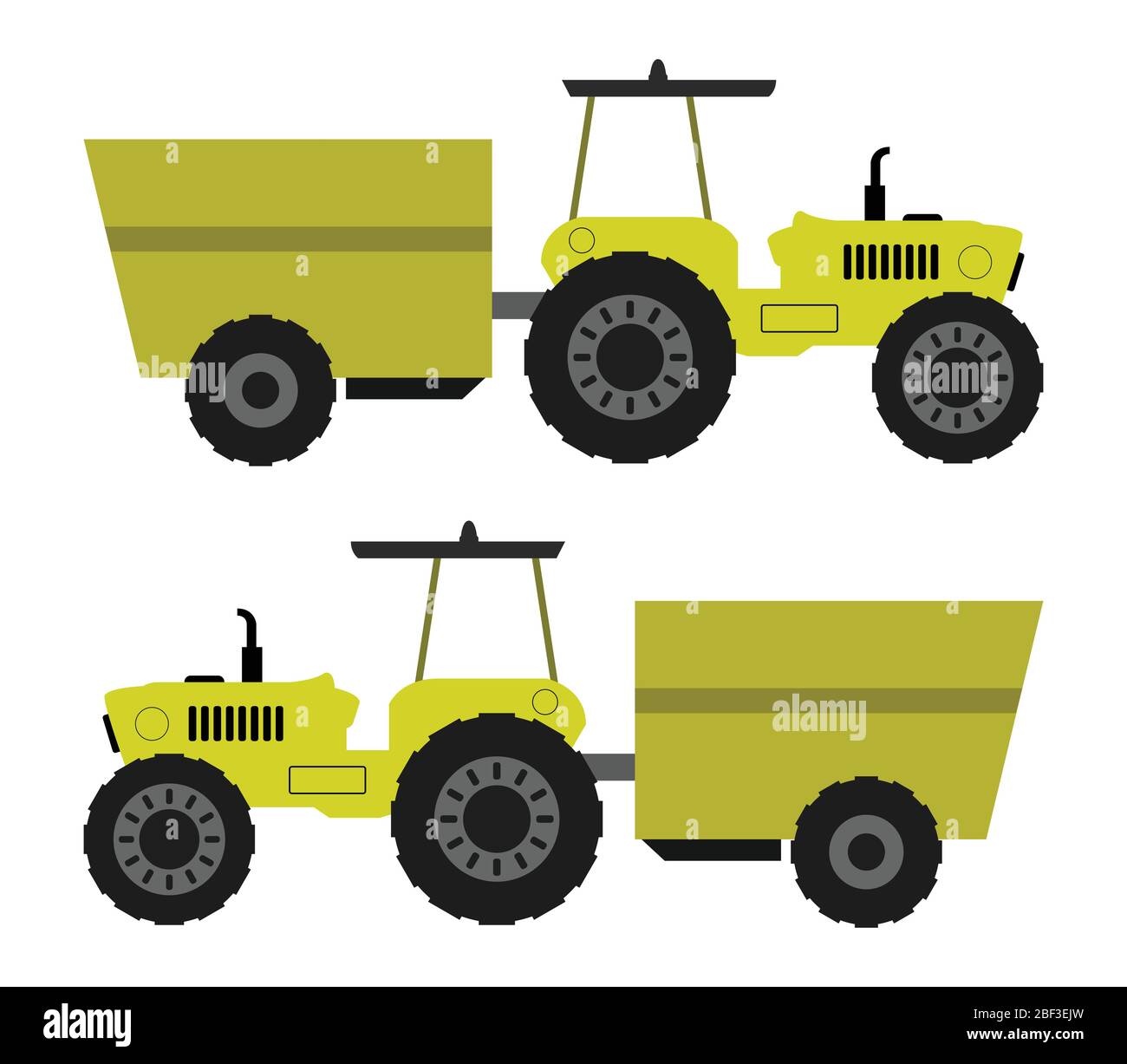 tractor icon with a cart illustrated in vector on white background ...