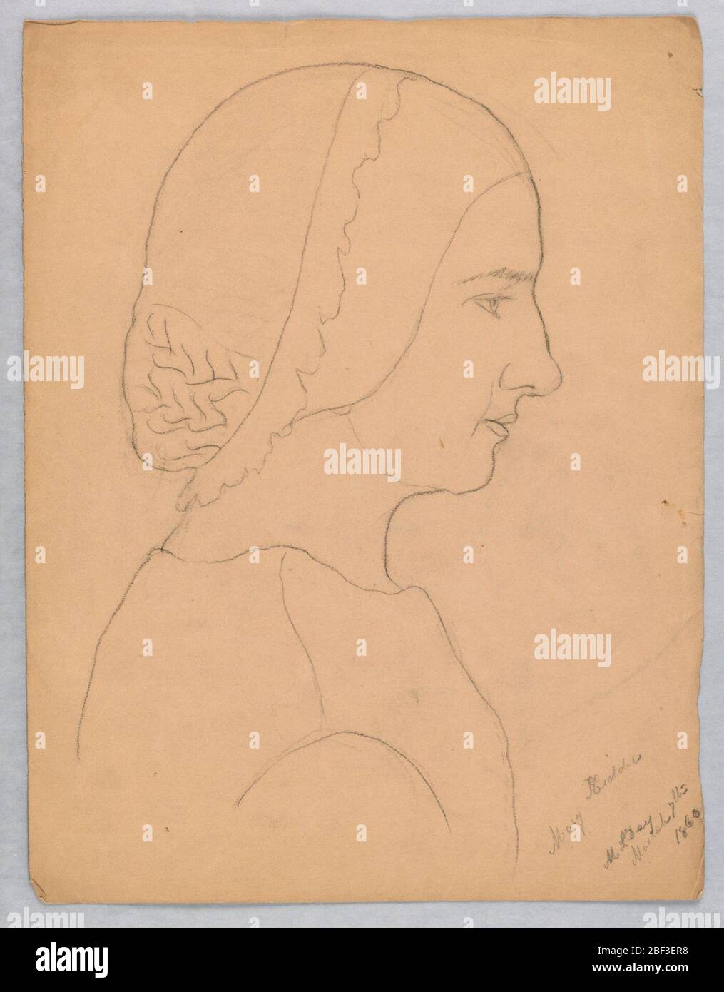 Portrait of Mary Kidder. Vertical rectangle. The sitter, head only, is ...