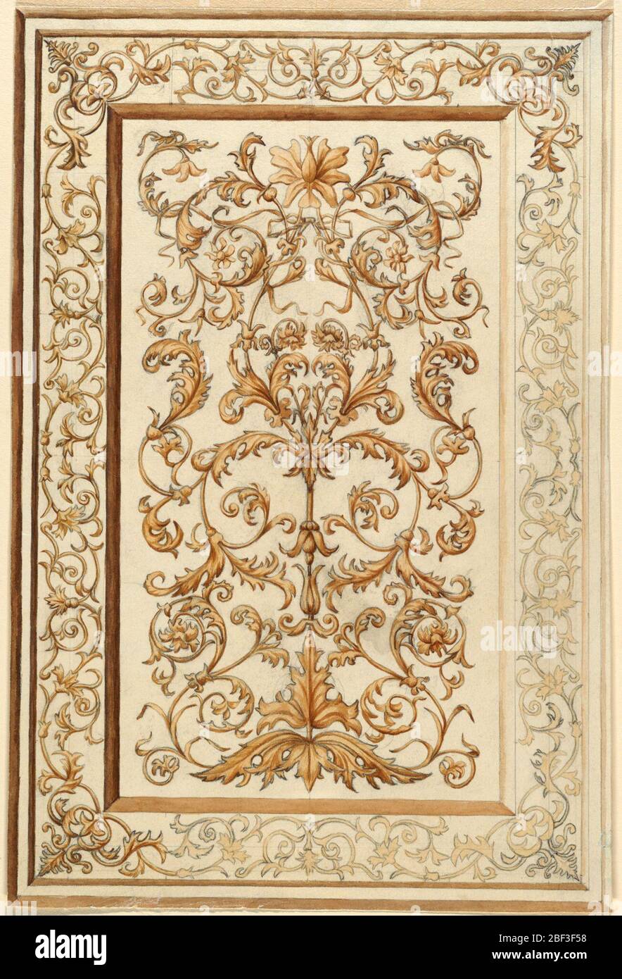 Design for a Panel. Vertical rectangle. Design for a carved or painted ...