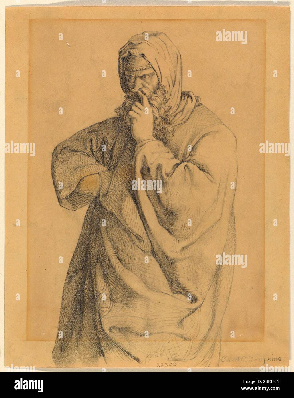 Philosopher. Vertical rectangle. Three-quarter length figure of a ...