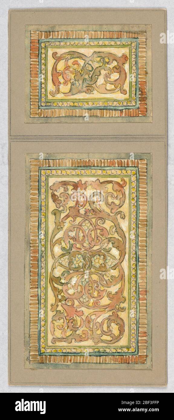 Design for stained glass. Two designs, one smaller and one larger, of ...