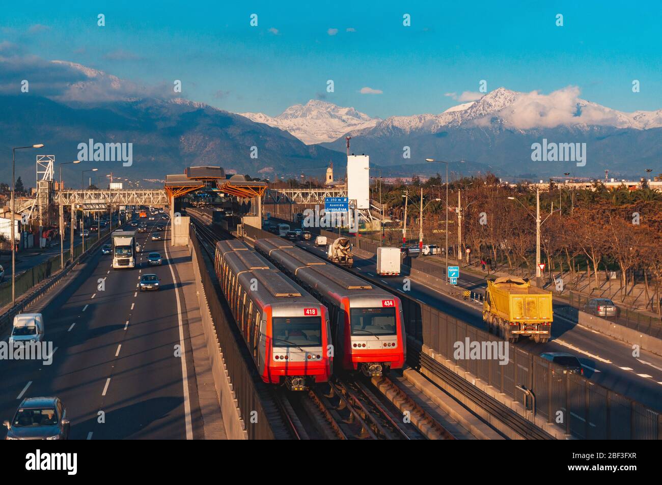 SANTIAGO, CHILE - JULY 2016: A Santiago Metro train at Line 4A Stock ...