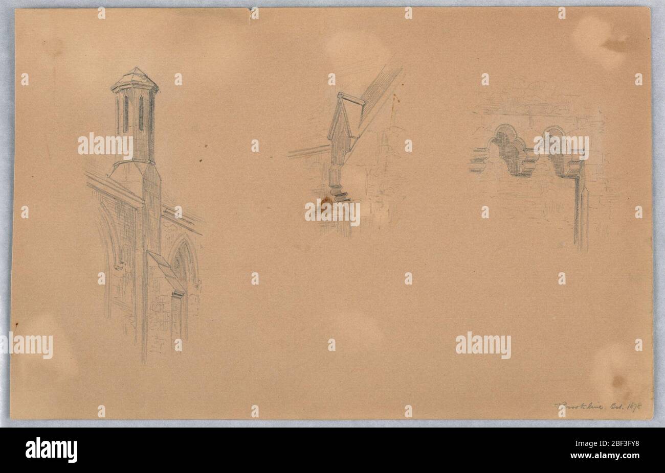 Architectural Details from Church in Brookline. Left, buttress and ...