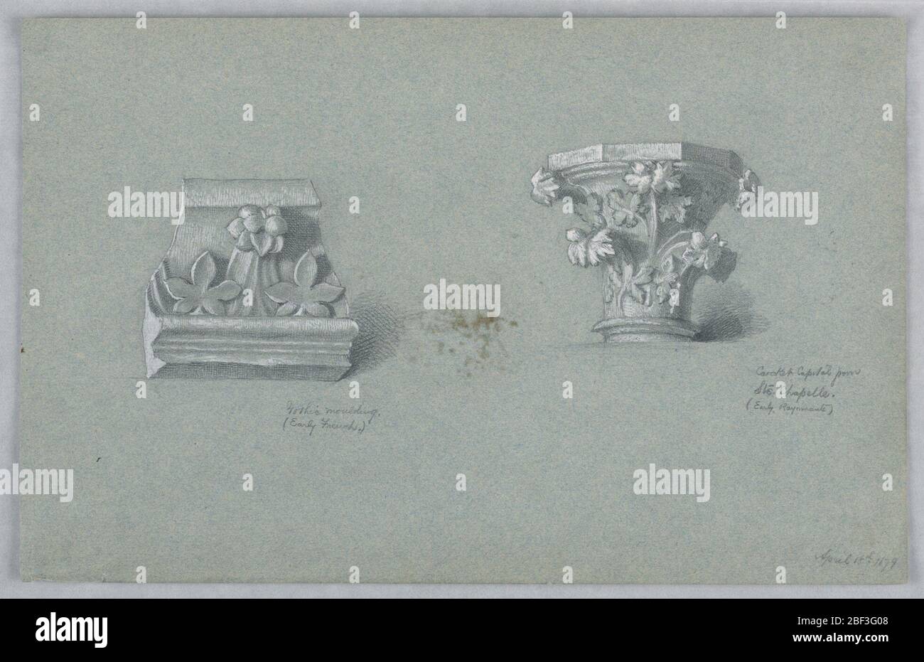 Two Studies of Gothic Architecture. Left, early French gothic moulding ...