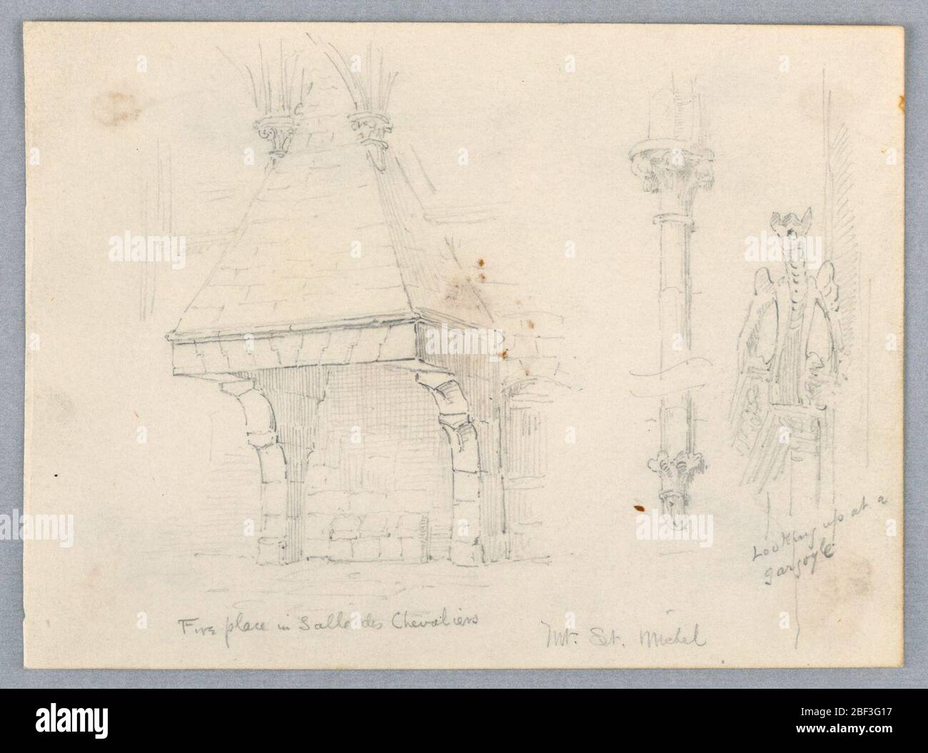 Architectural Details. Left, fireplace in sale de chevaliers; right, a ...