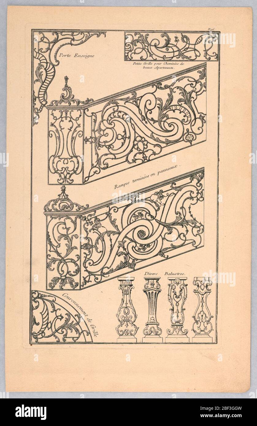 Designs for Decorative Ironwork Plate 95 from Divers dessins de balcons ...