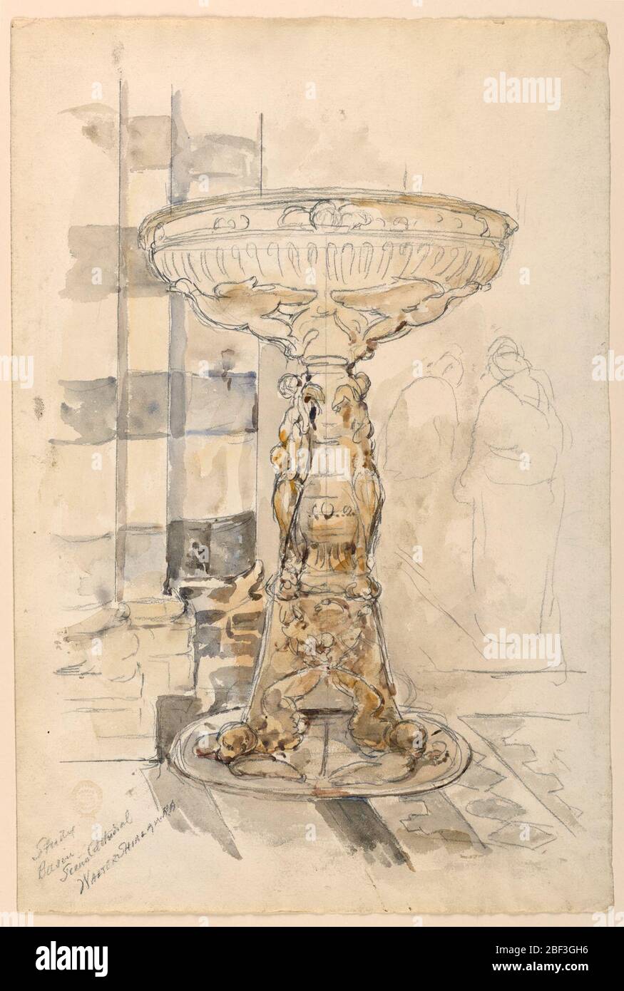 Study of Basin Siena Cathedral. Holy water basin in Siena Cathedral. A ...