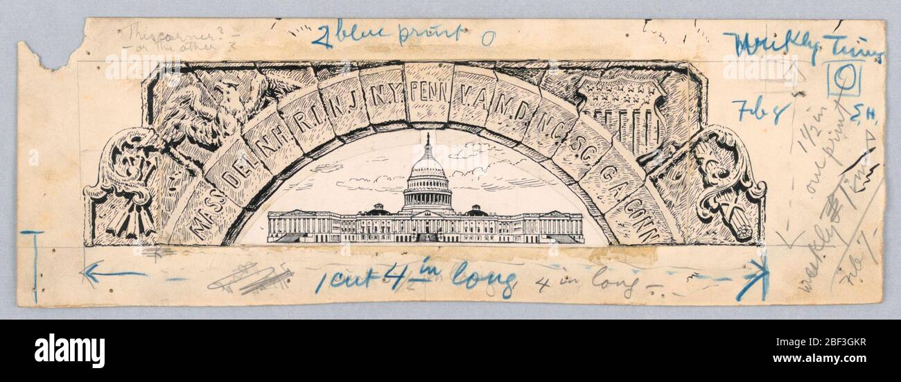 US Capitol Building Under an Arch of the Thirteen States. The Capitol ...