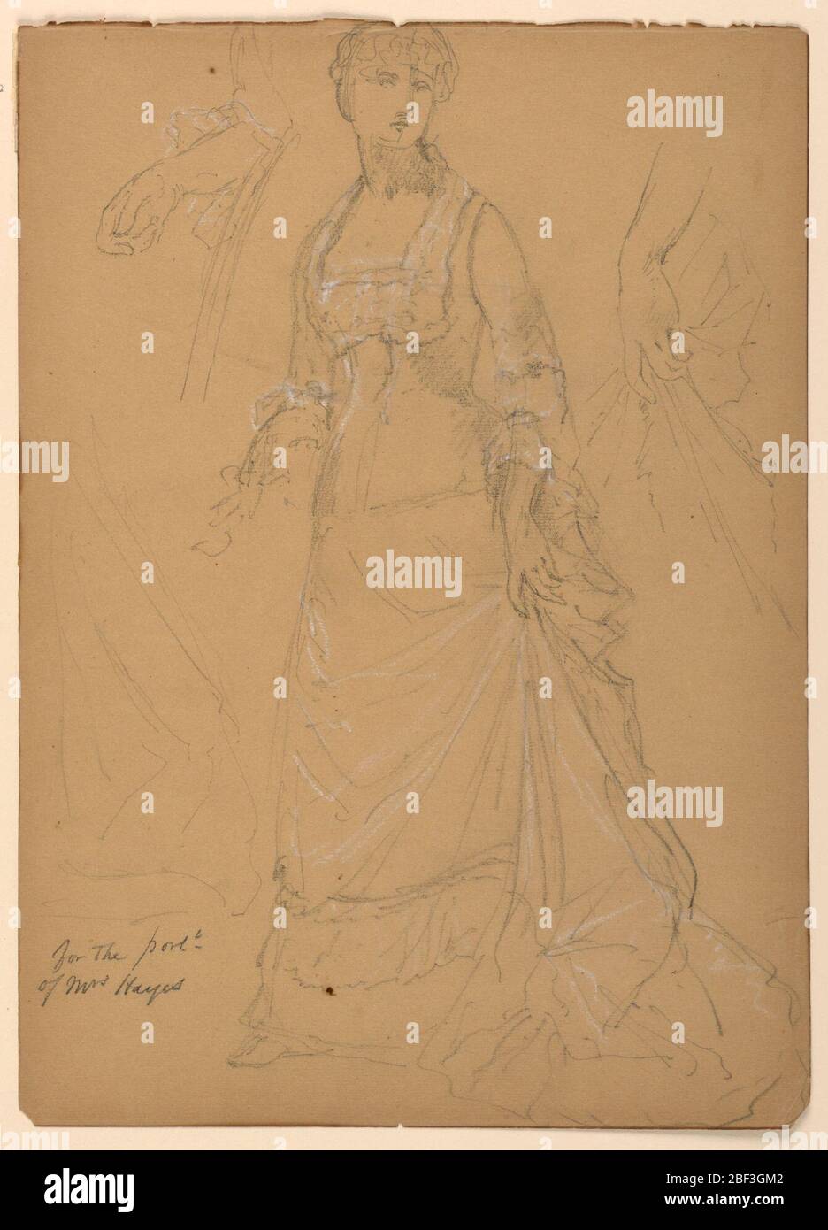 Mrs Rutherford B Hayes Separate Arm and Drapery Studies. Standing ...