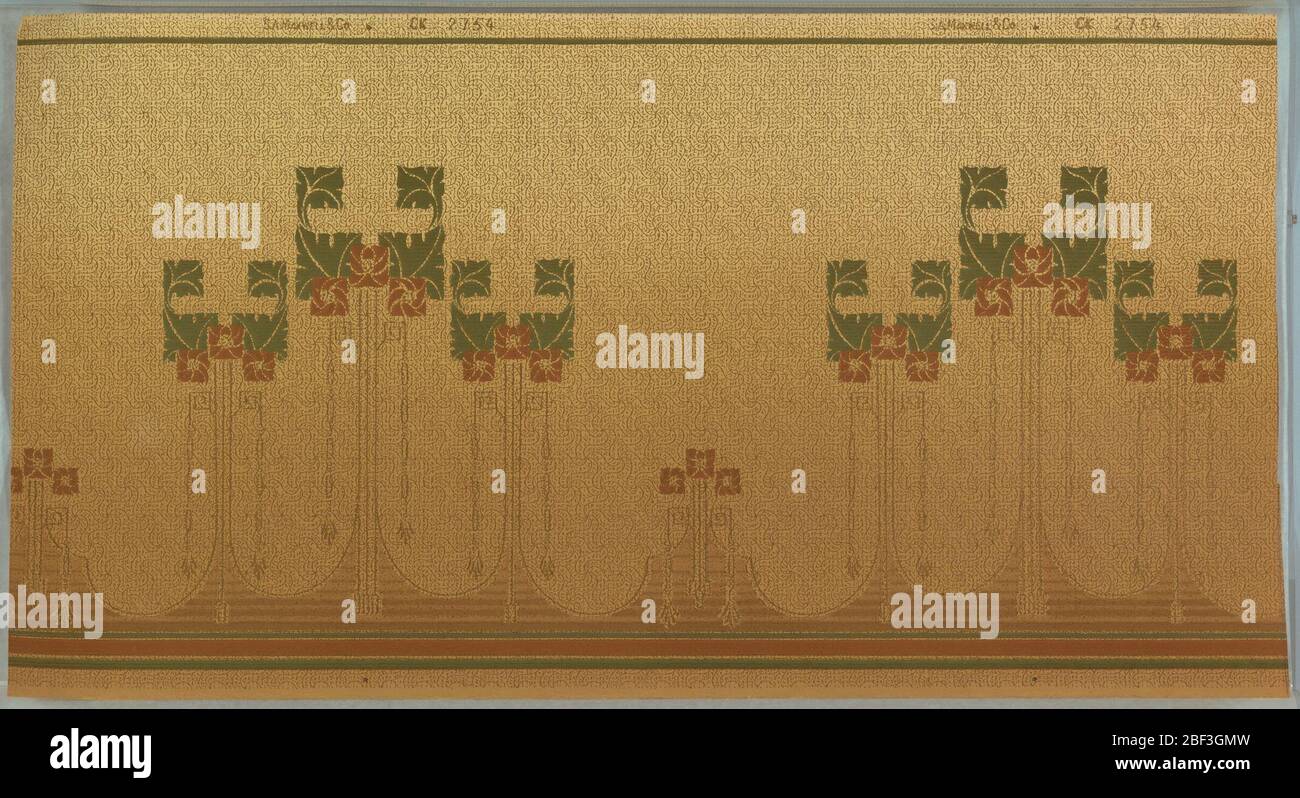Frieze. Mission Style/Art Nouveau. Groups of three flower bouquets ...