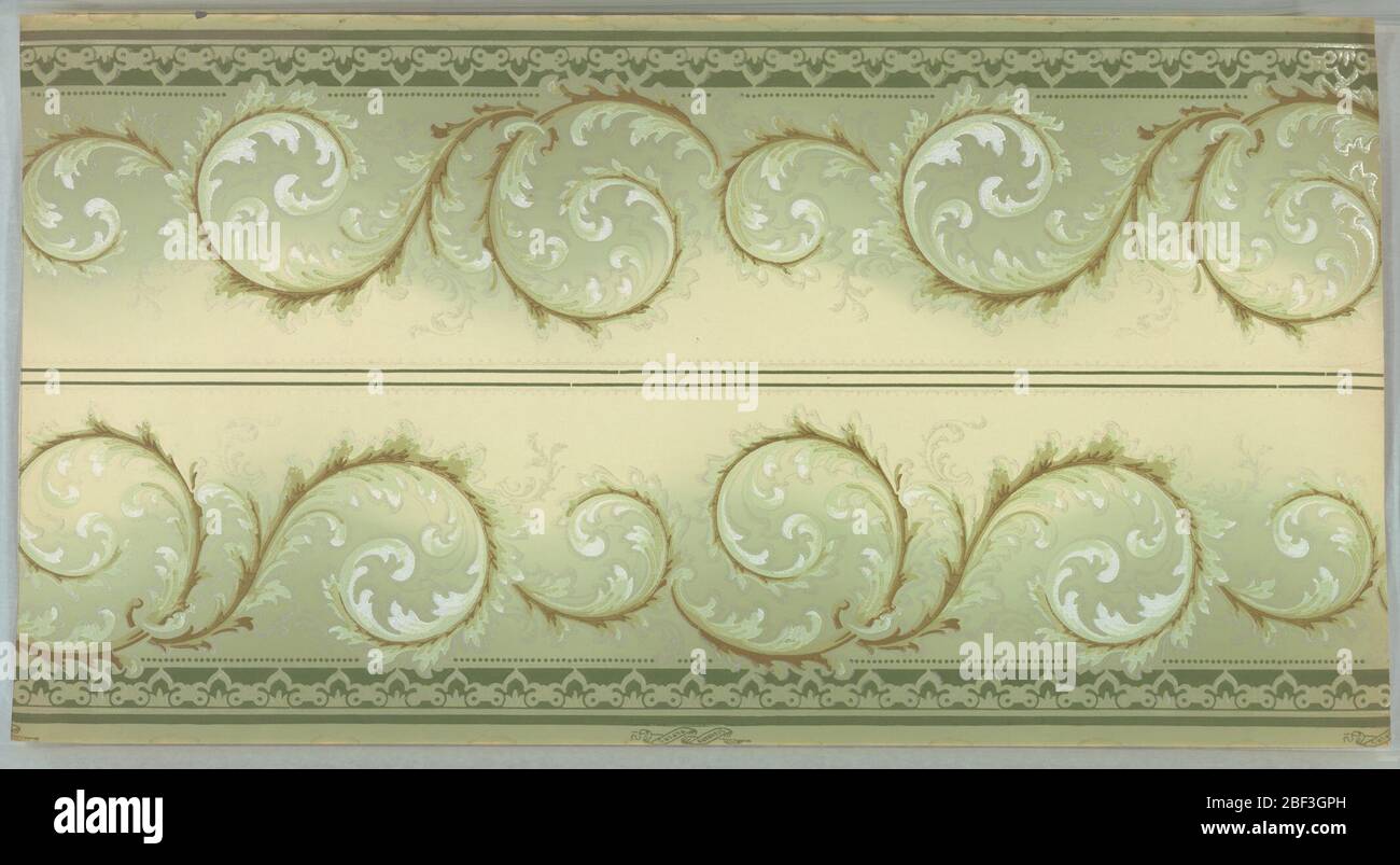 Frieze. Borders printed two across. Undulated bands of foliate wave ...
