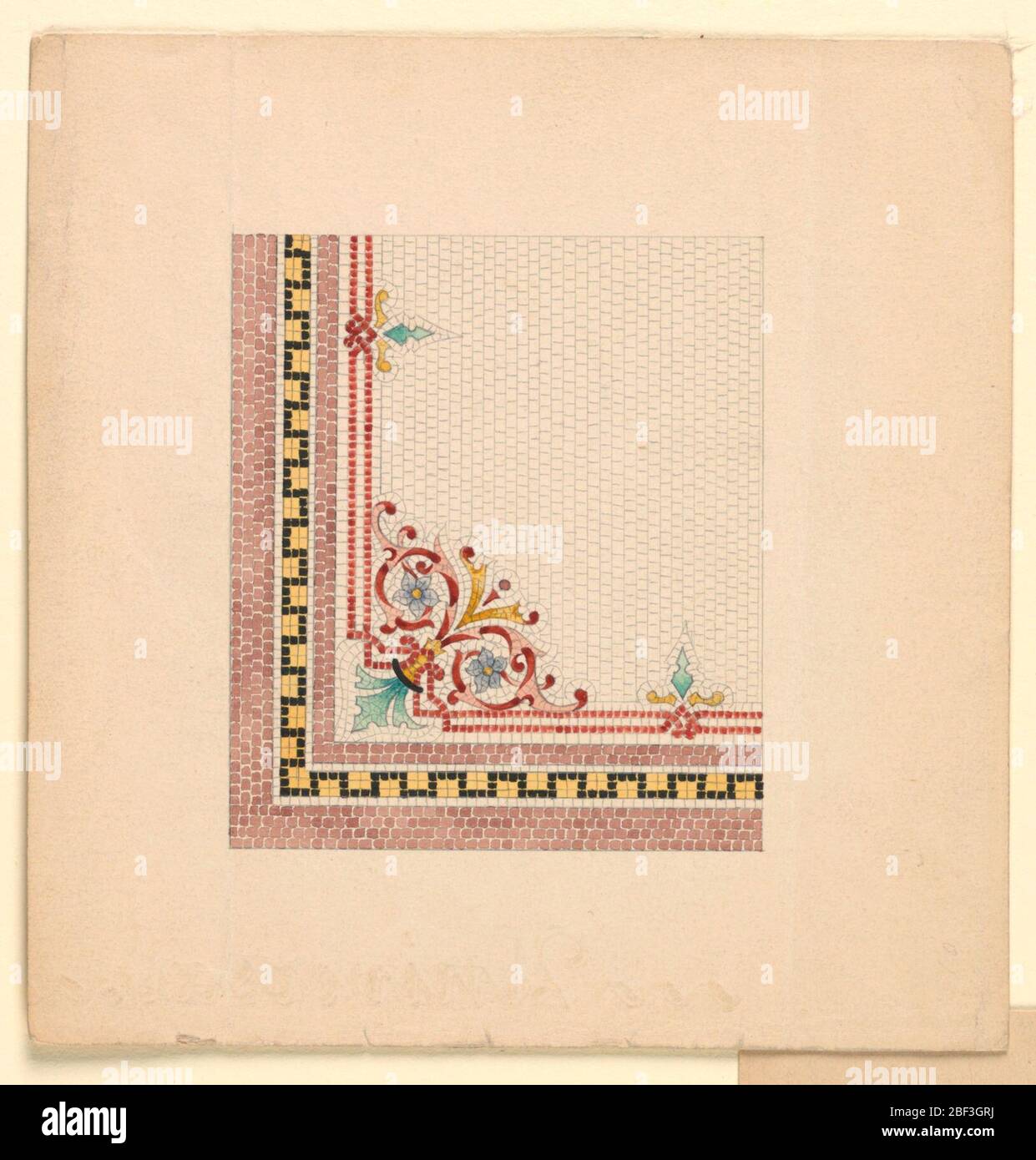 Corner Design for Mosaic Floor. Corner border with undulating flowering ...