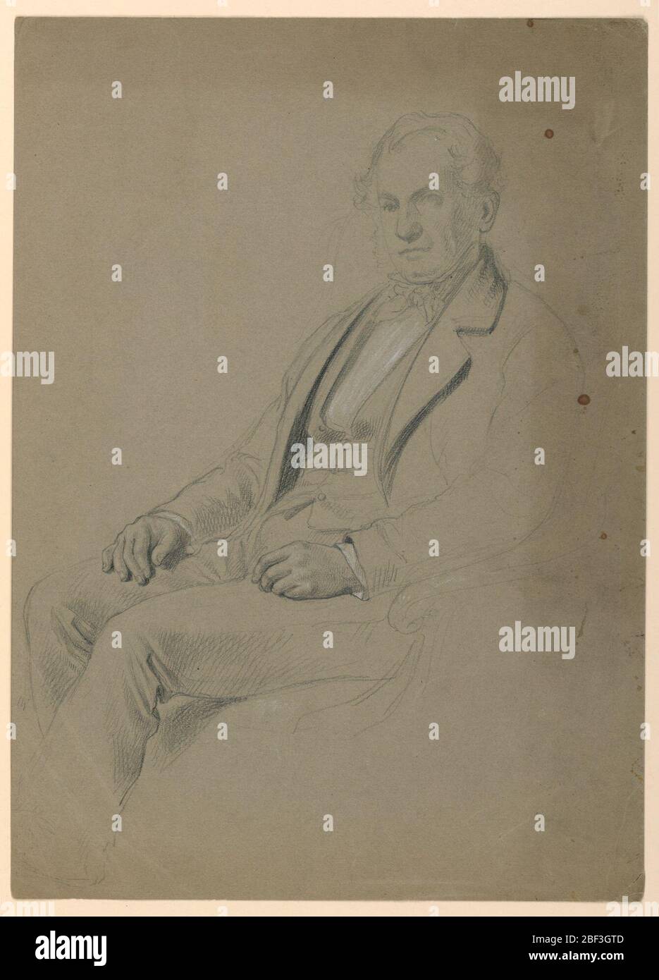 Man Seated. Man seated in an armchair, facing toward the left. His ...