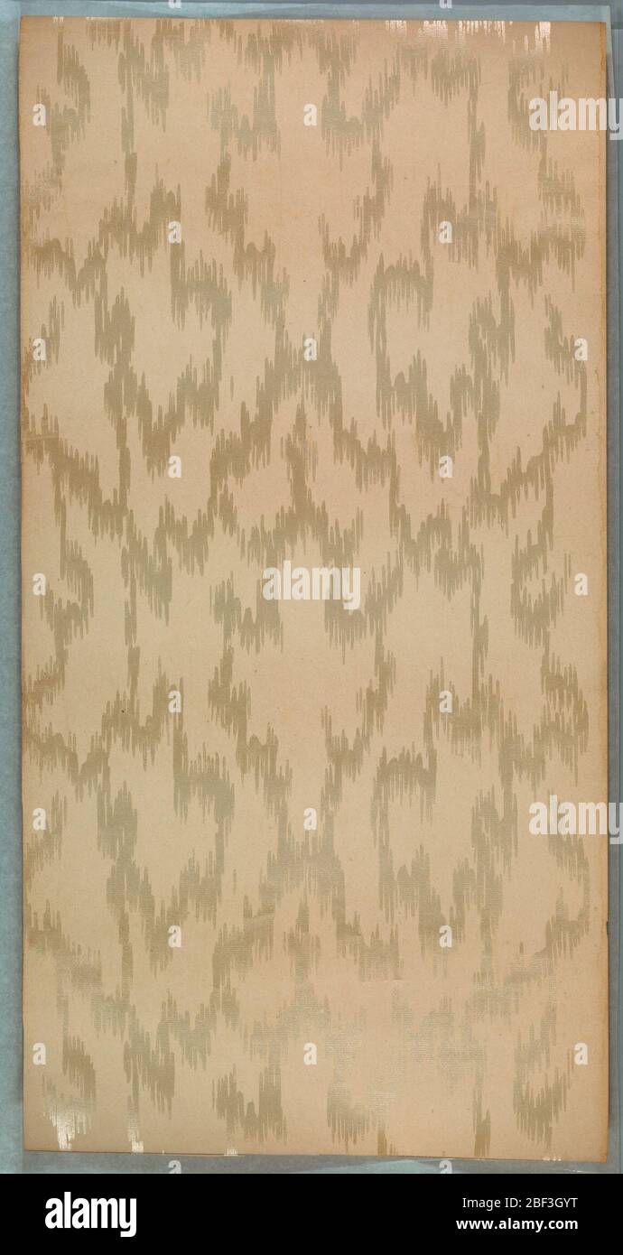 Ceiling paper. Heavy moire pattern printed in white mica on a cream ...