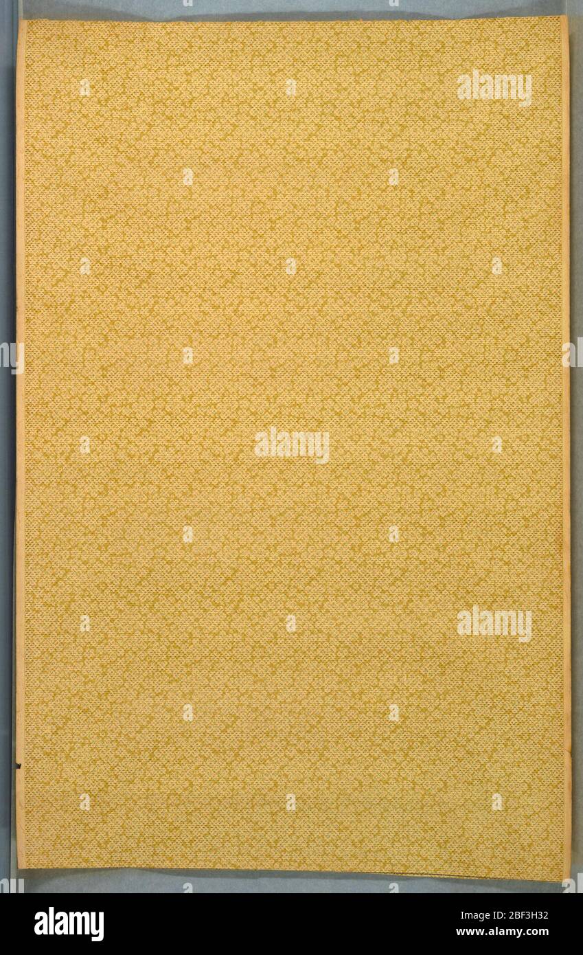 Ceiling paper. All over mottled light green five-petal flower motif on ...