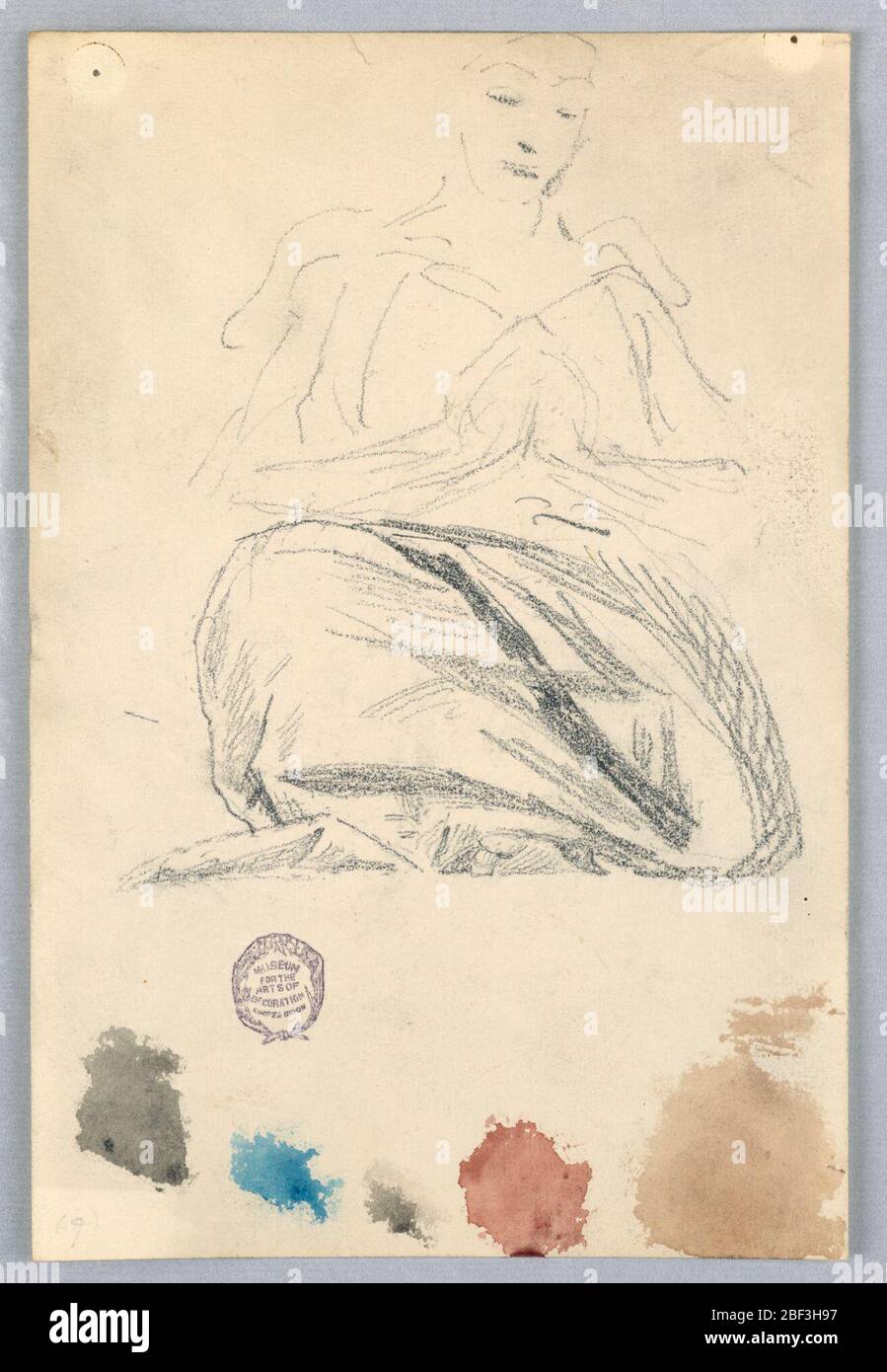 Sketch of Drapery for Seated Figure. Female figure, seated, facing ...