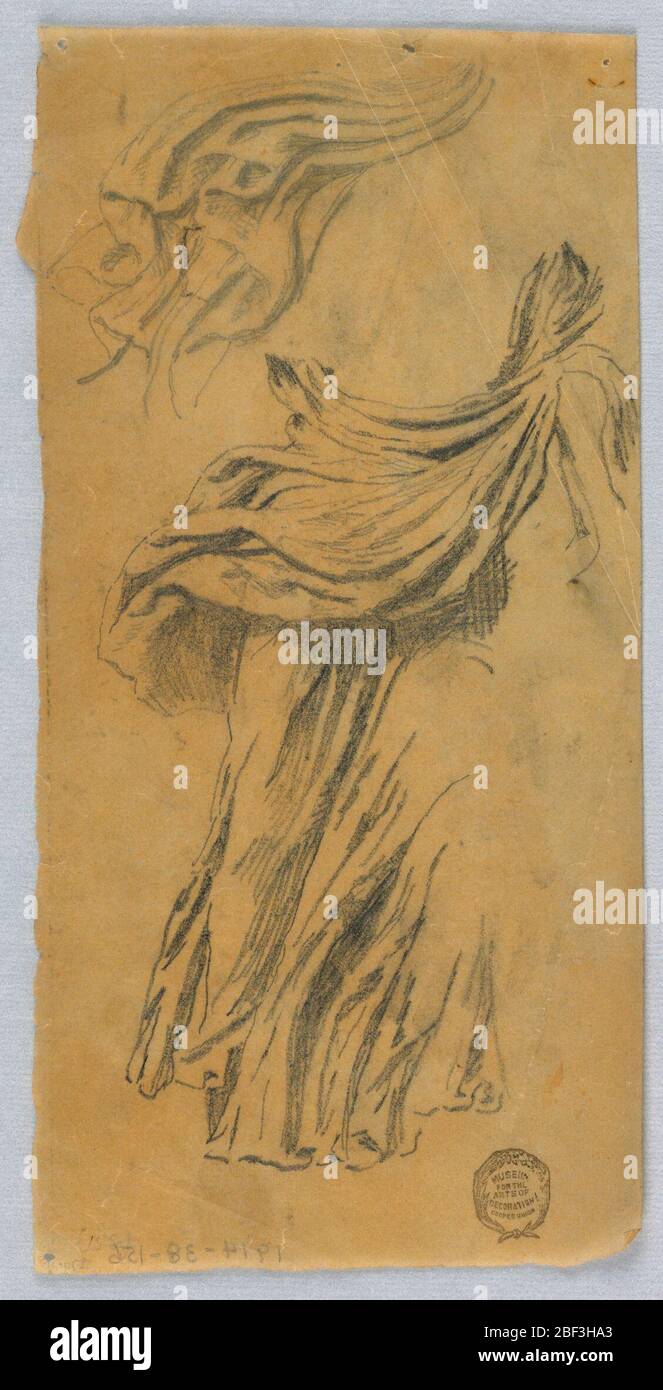 Drapery Study. Drapery on body, standing figure, turned slightly to the ...