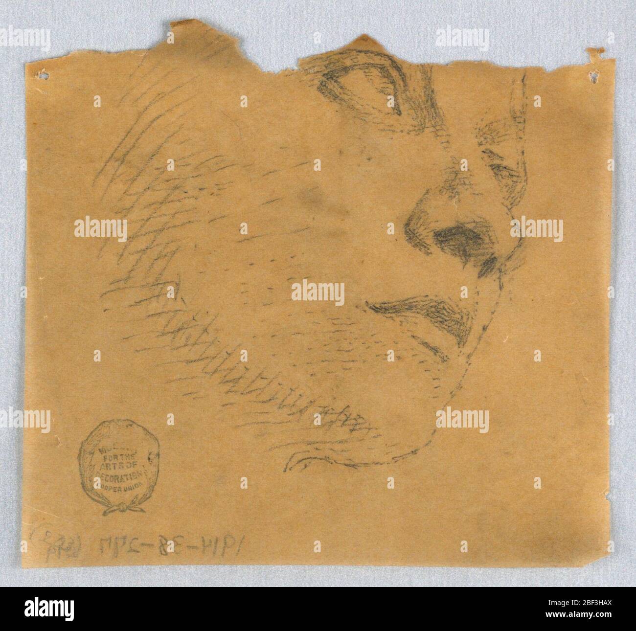 Partial Sketch of a Face. Partial sketch of a face, torn off at top ...