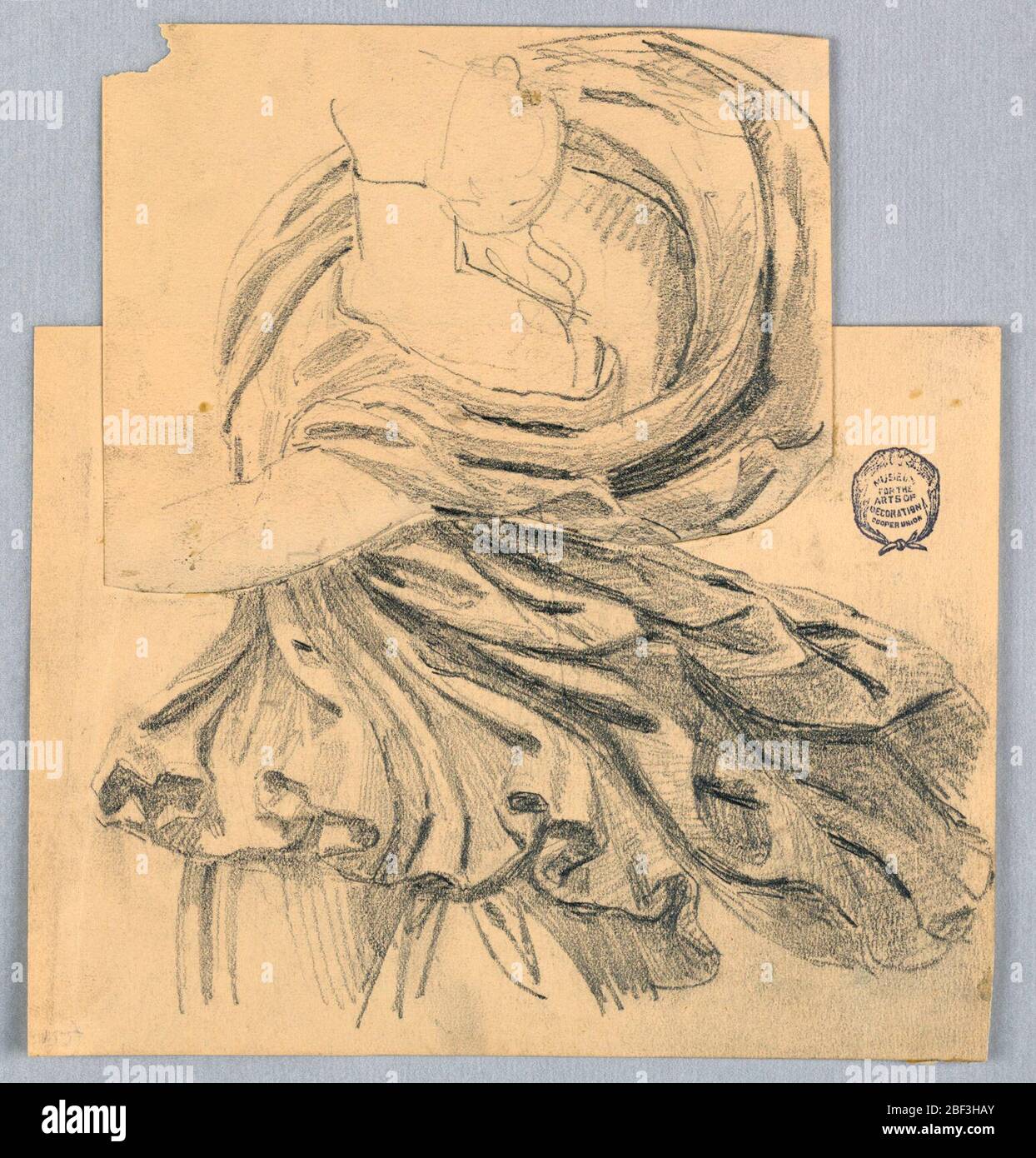 Drapery Study. Standing figure facing left in heavy drapery, left arm ...