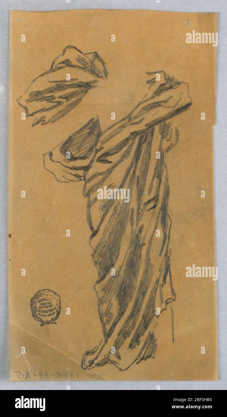 Drapery Study. Drapery around standing figure facing frontally, with ...