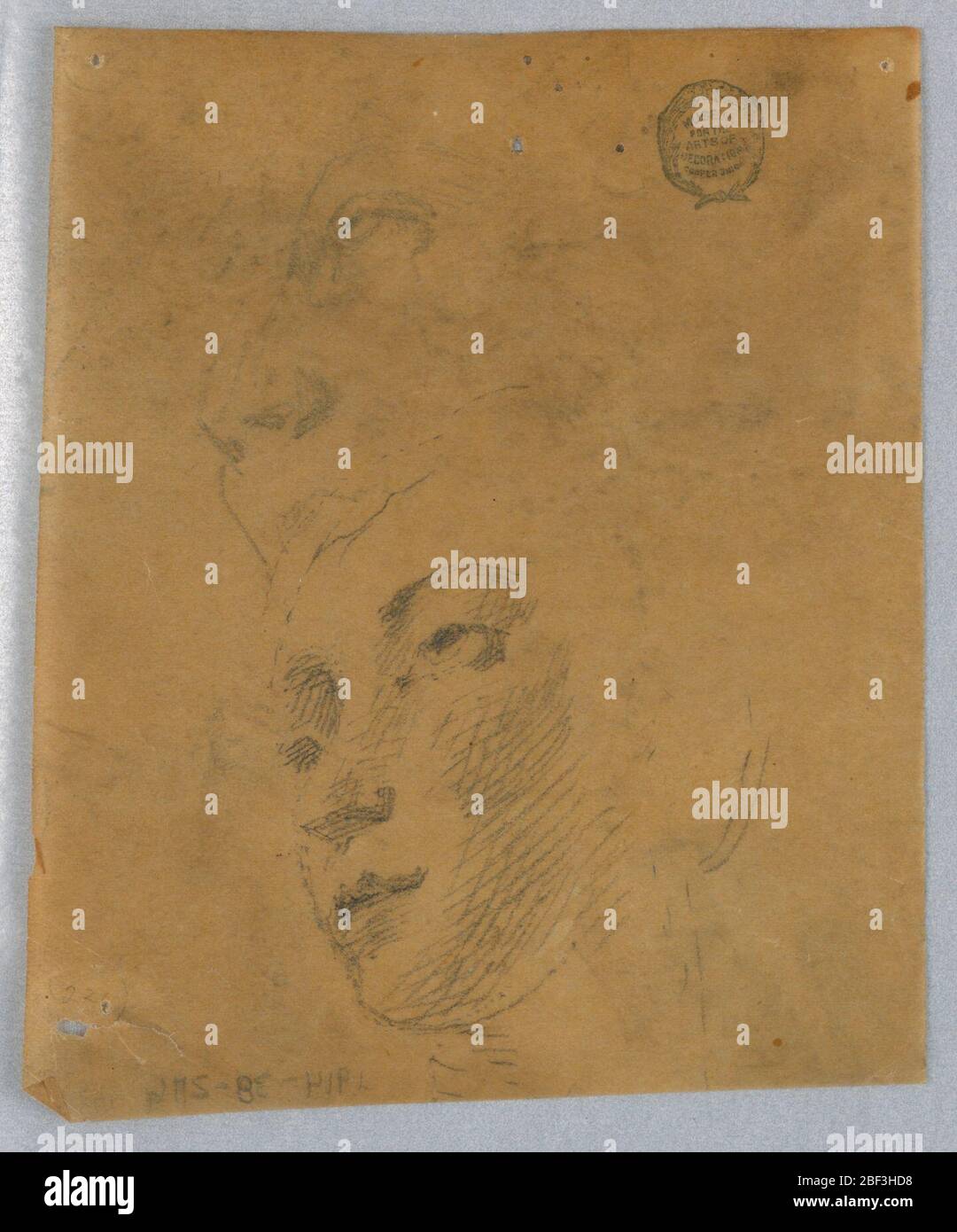 Sketch of a Womans Head. Below, woman's head, looking up toward the ...