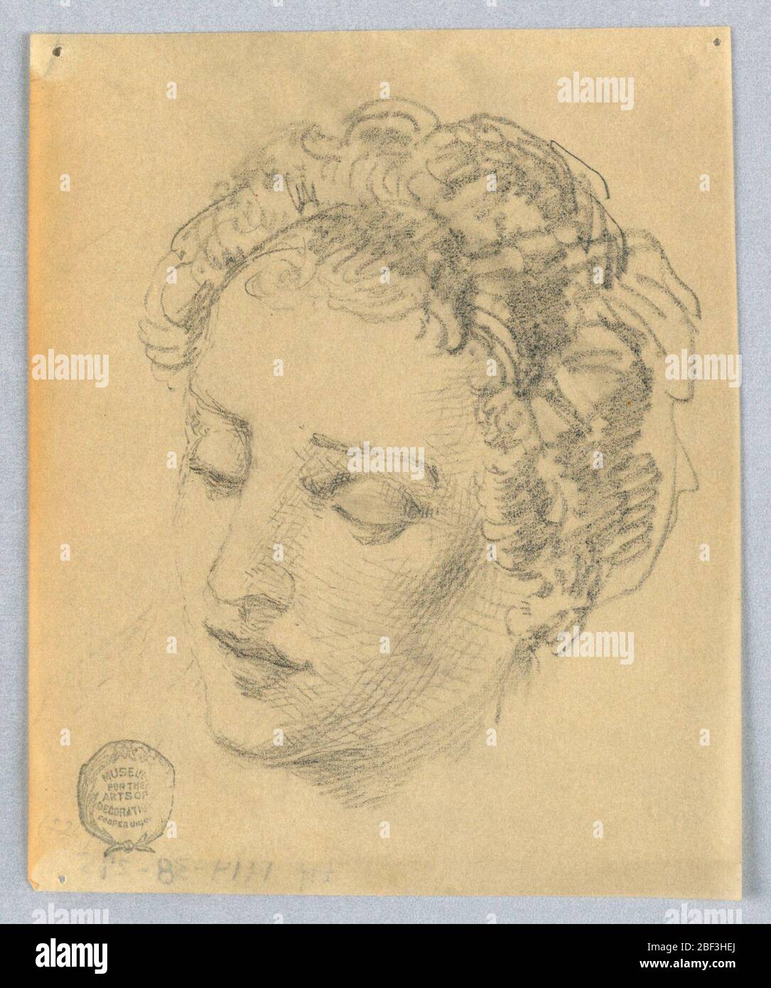Sketch of a Womans Head. Sketch of a woman's head, looking downward to ...