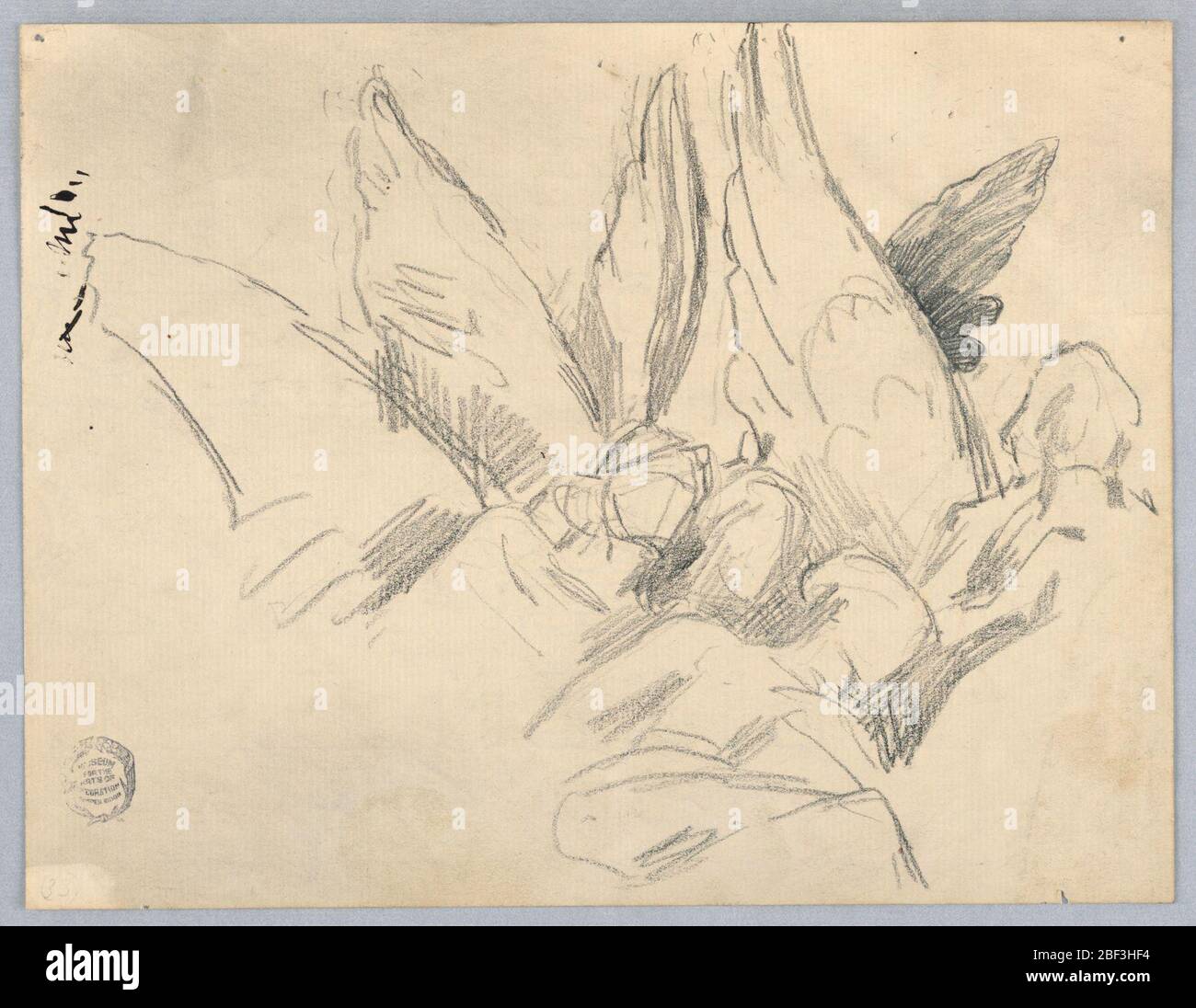 Sketch of Four Angels. Upper bodies and wings of four angels, all ...