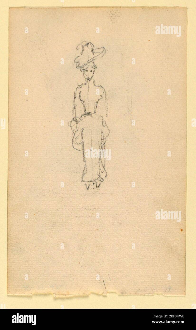 Sketch of a Woman. Sketch of a woman, facing forward, wearing a hat ...