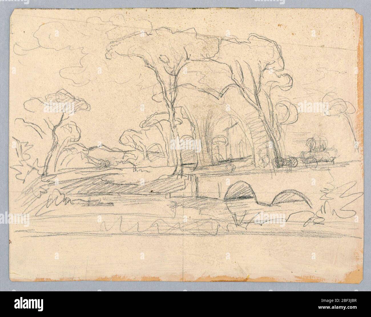Study of landscape. Sketch of landscape with trees Stock Photo - Alamy