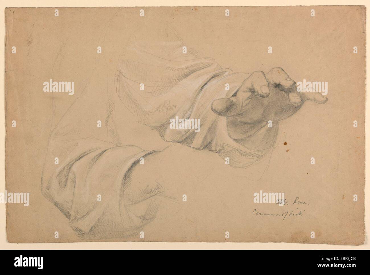 Study for Communion of the Sick. Study of a left hand and sleeve, and a ...
