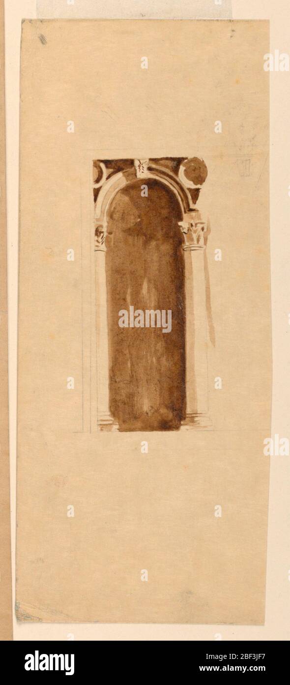 Design for a Window Opening. A single arched opening, with roundels in ...