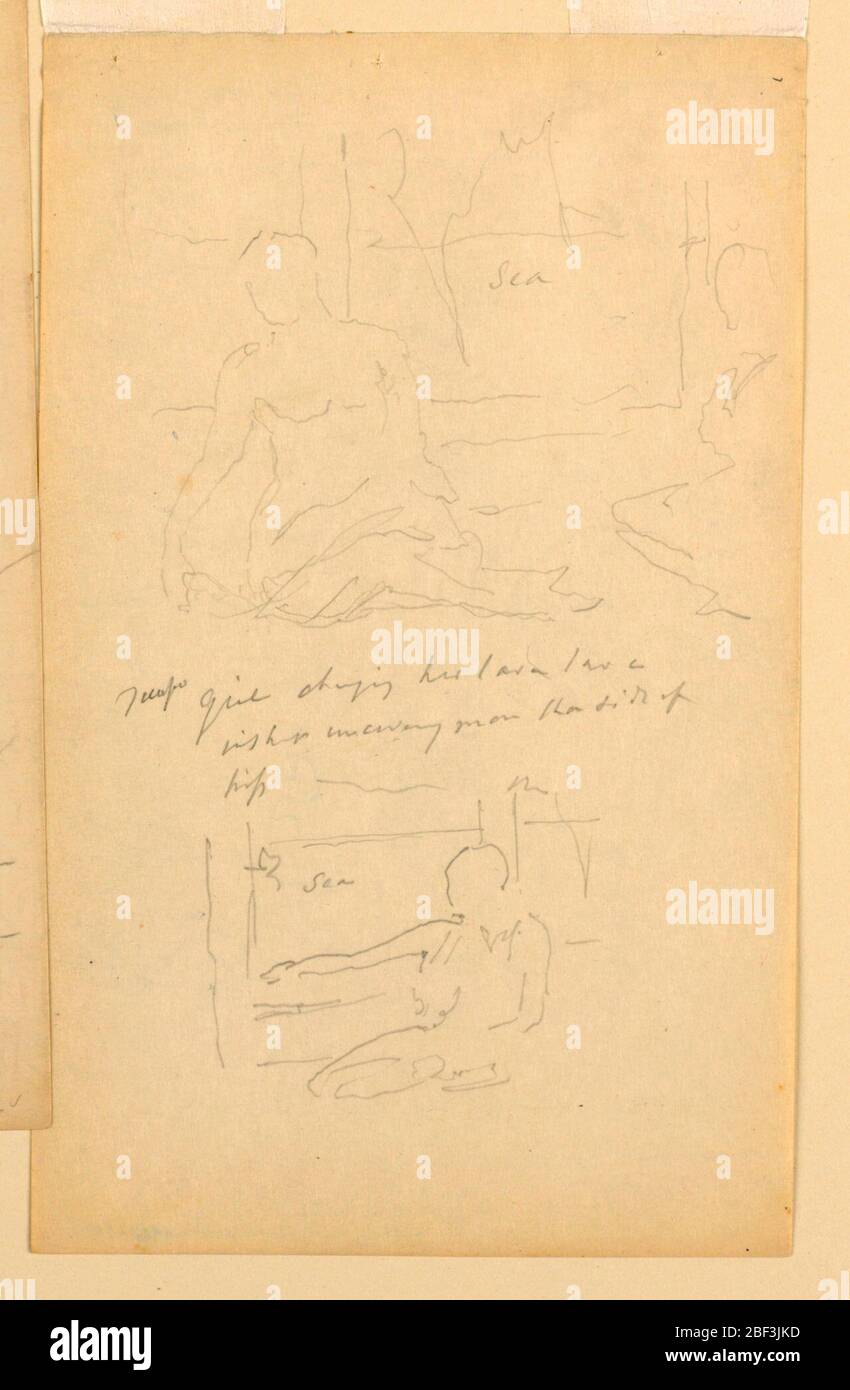 Seated Figures. Leaf from a sketchbook. Above, two seated figures, with ...