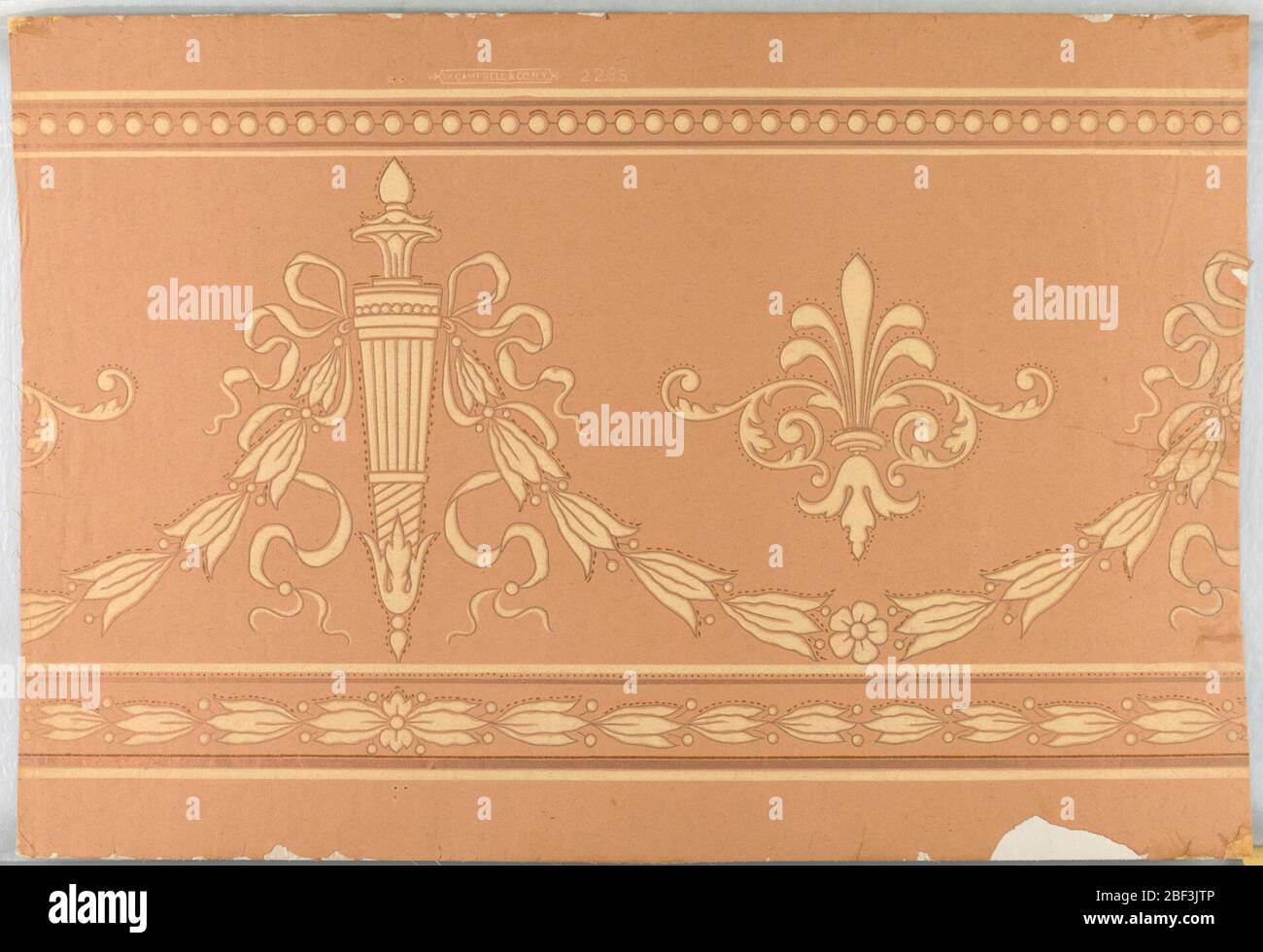 Frieze. Cocoa colored rough paper with quiver, conventional iris and ...